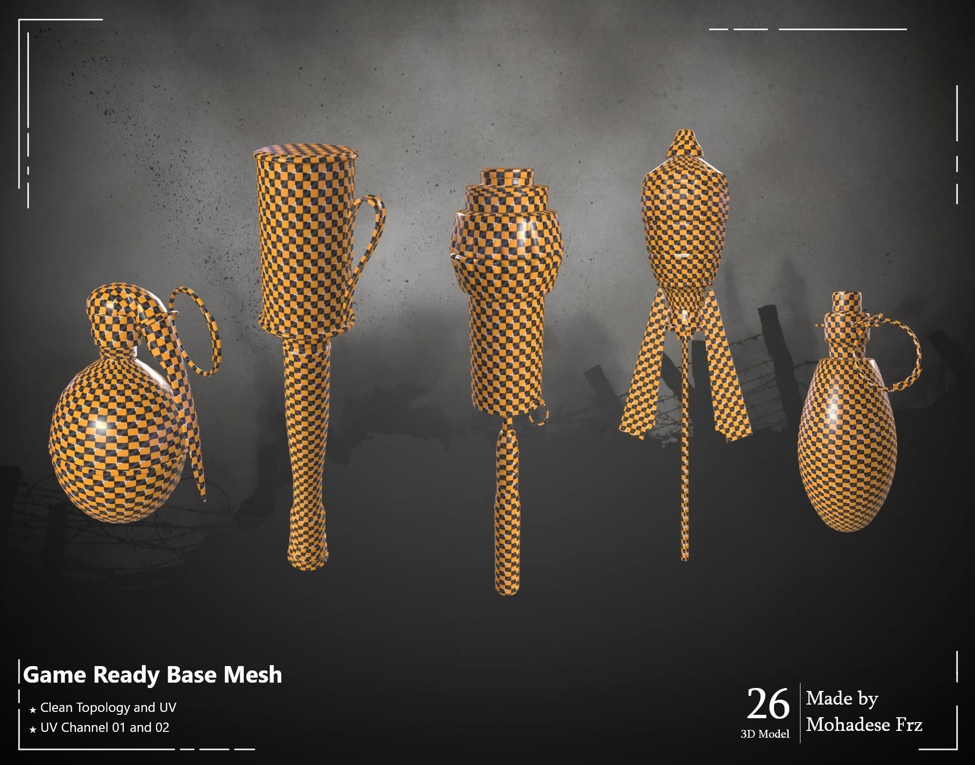 3D model 26 Grenade WW12 Base Mesh -VOL 02 - Game Ready VR / AR / low ...