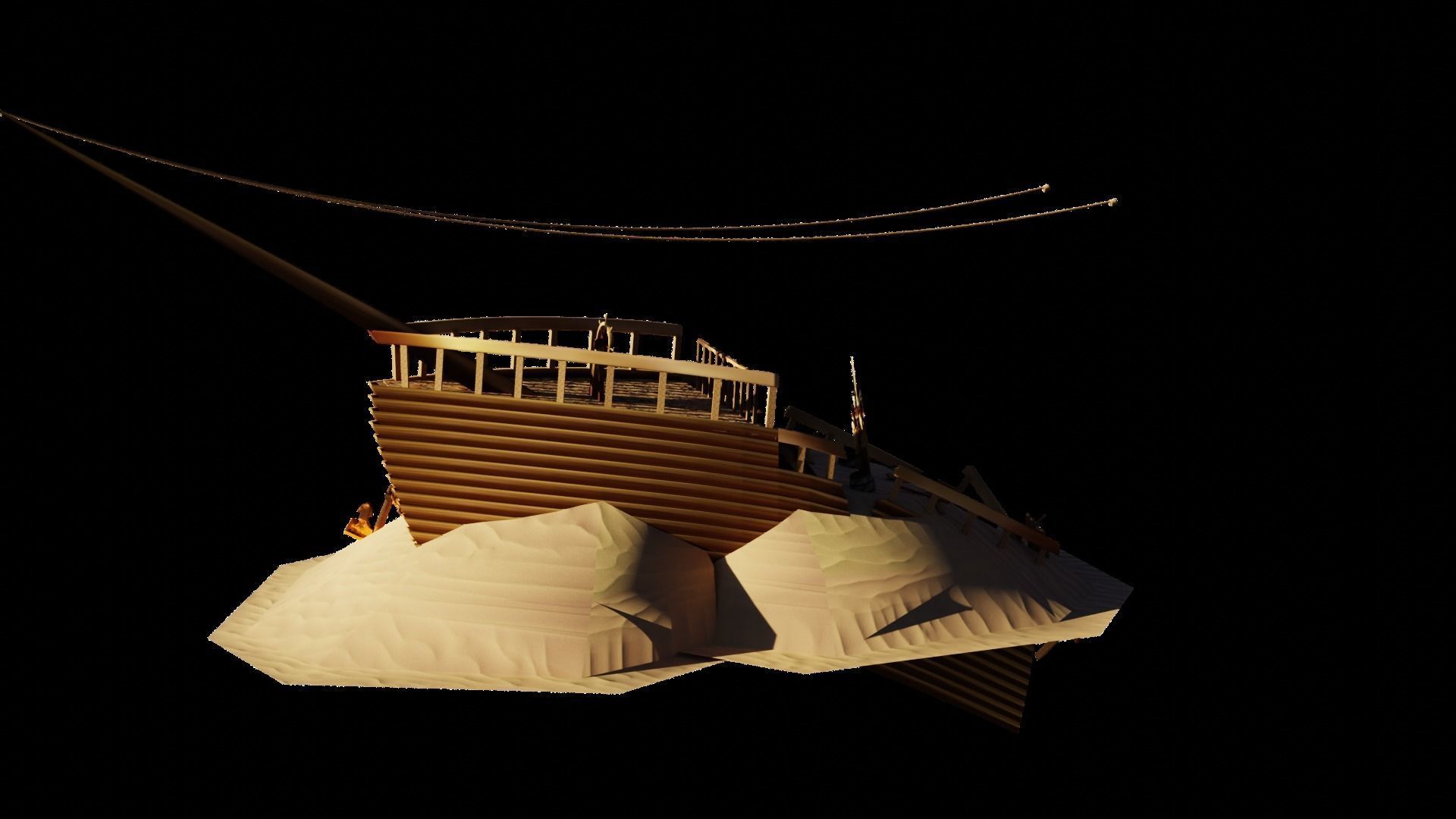 Shipwreck Model wooden structure in desert 3D model | CGTrader