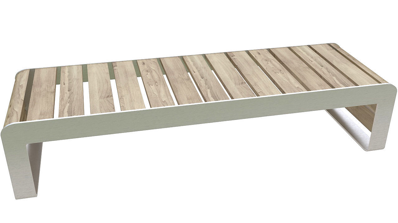 metal bench with wooden seat 3D model | CGTrader