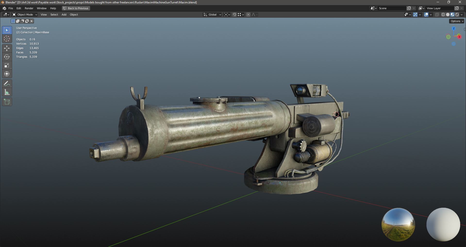 3D model Machinegun post-apocalypse turret Maxim da1 rf1 VR / AR / low-poly | CGTrader