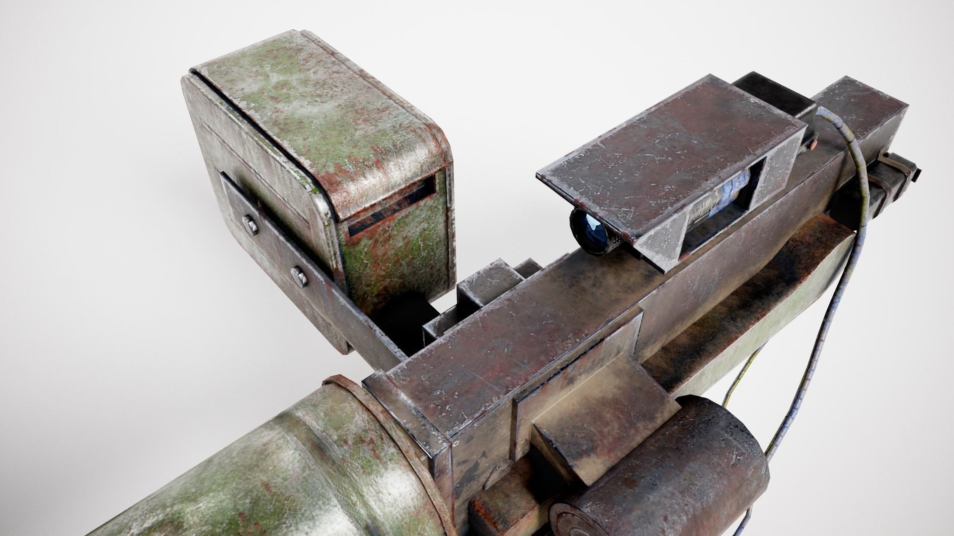 3D model Machinegun post-apocalypse turret Maxim da1 rf1 VR / AR / low ...