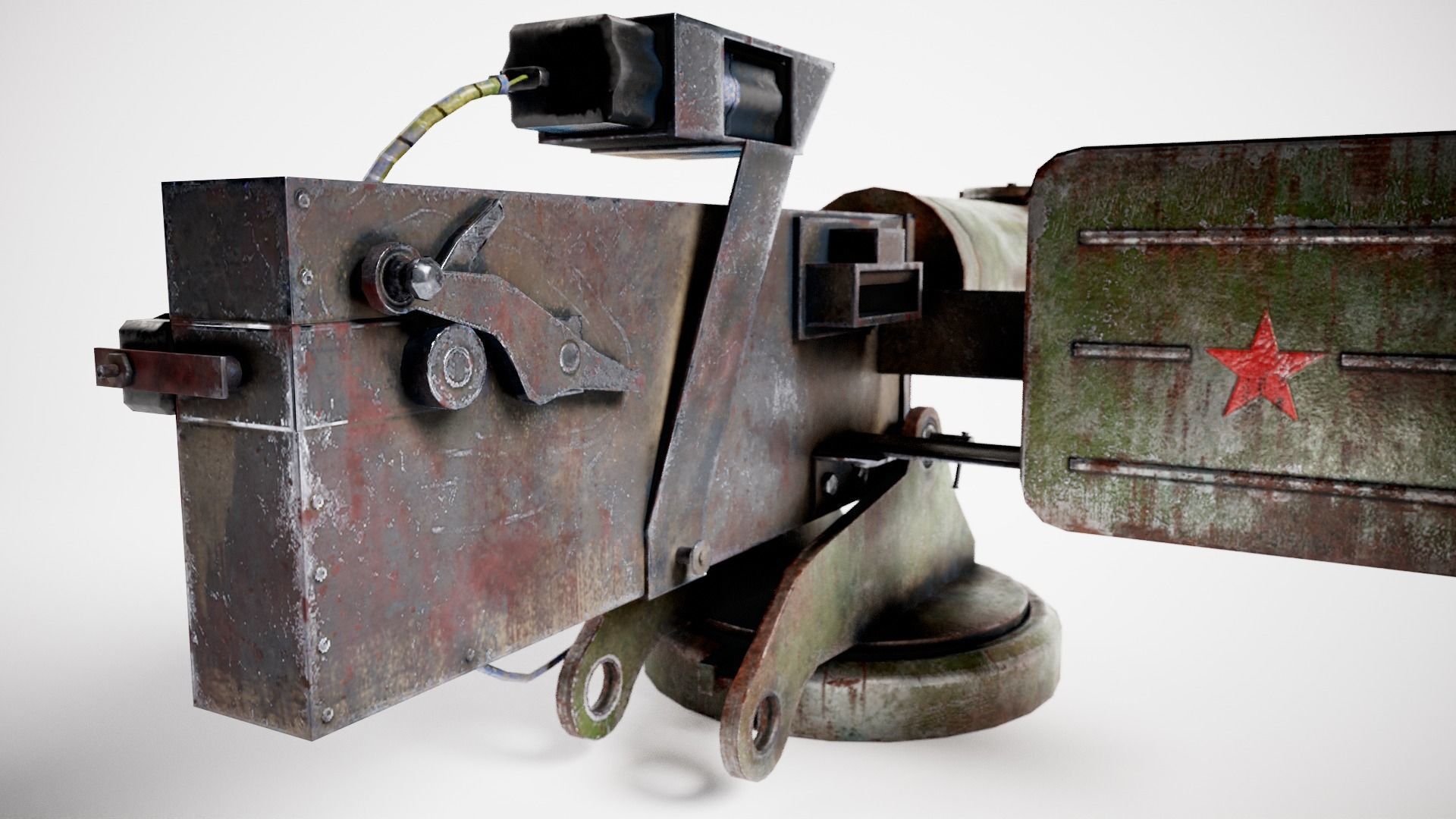 3D model Machinegun post-apocalypse turret Maxim da1 rf1 VR / AR / low ...