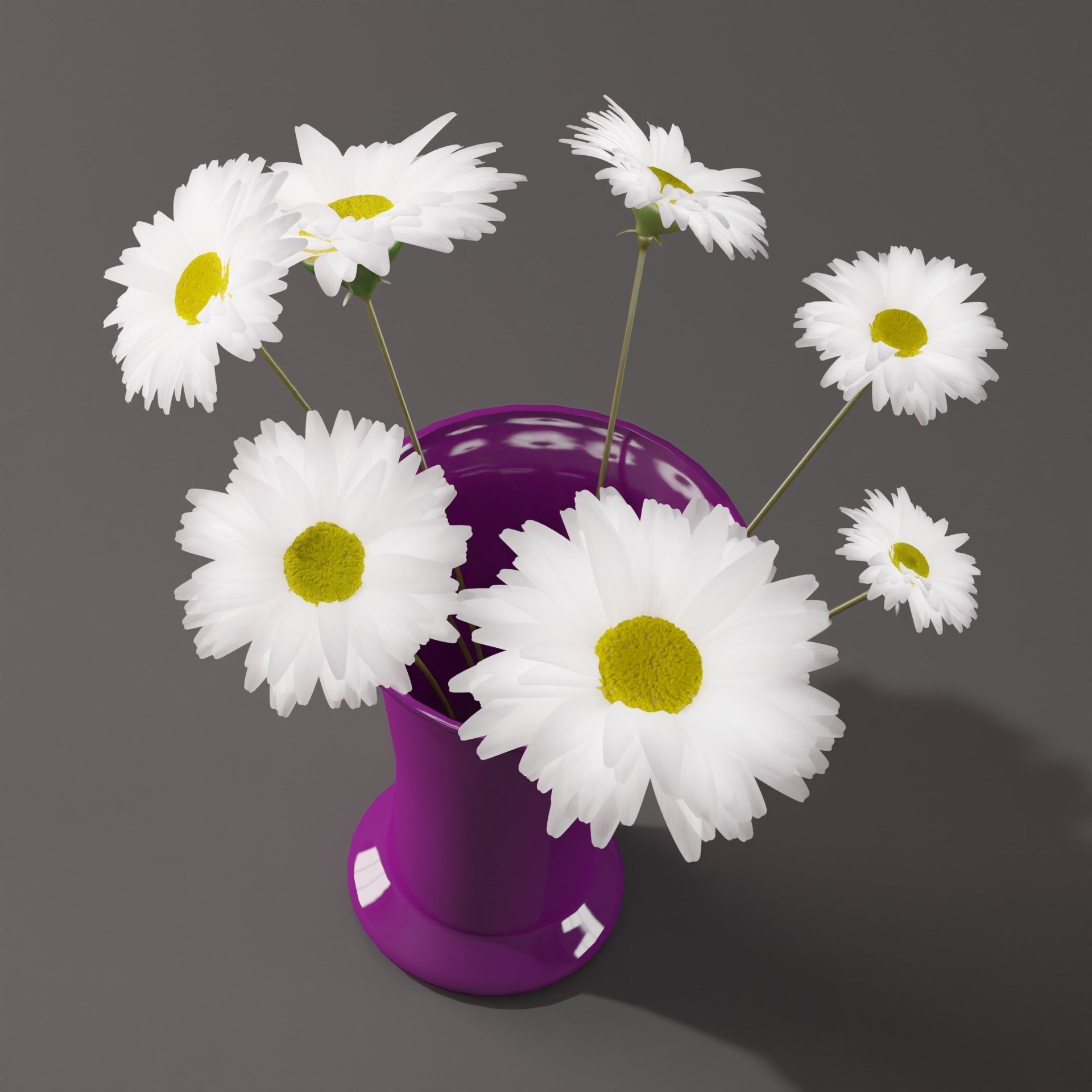 daisy daisies in vase 3D model | CGTrader