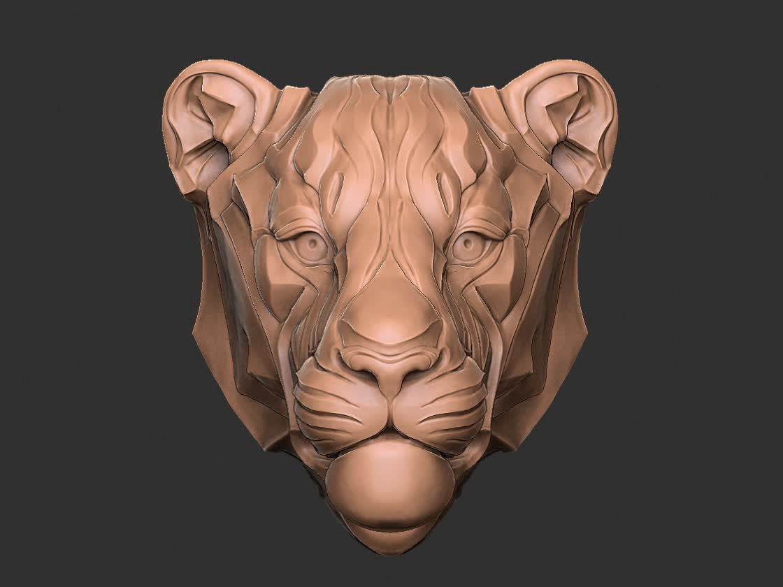 Tiger head wall decoration statue 3D model 3D printable | CGTrader