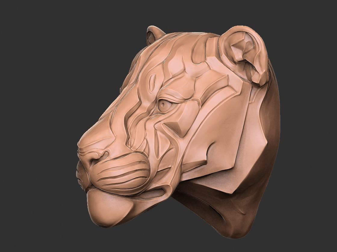 Tiger head wall decoration statue 3D model 3D printable | CGTrader