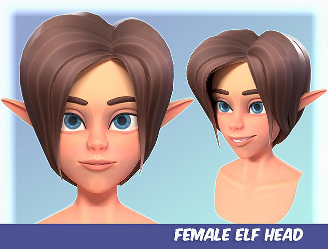 3D model Female Elf Head - rigged VR / AR / low-poly | CGTrader