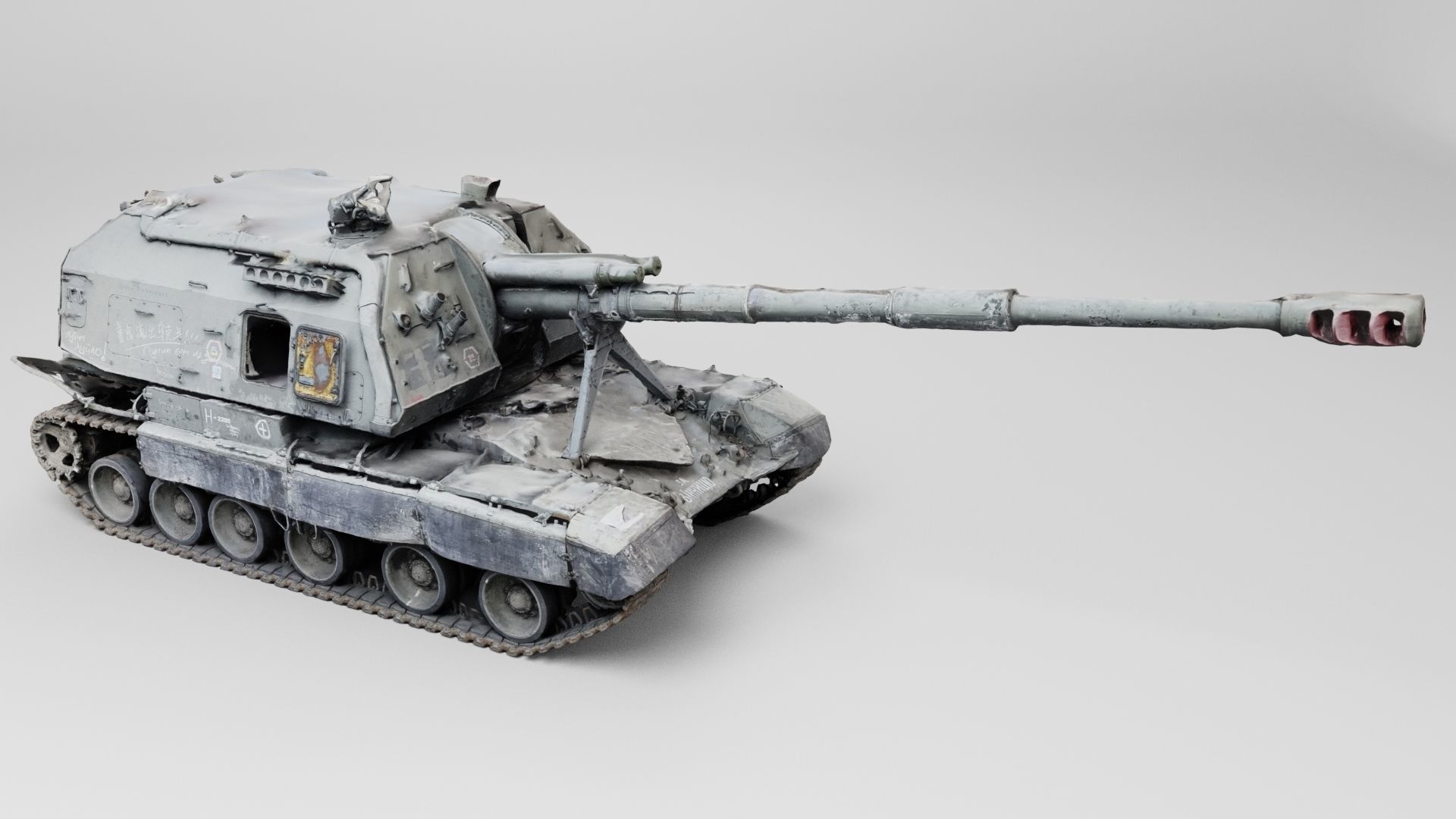 russian 2S19 Msta 152 mm howitzer destroyed by Ukrainian army 3D model ...