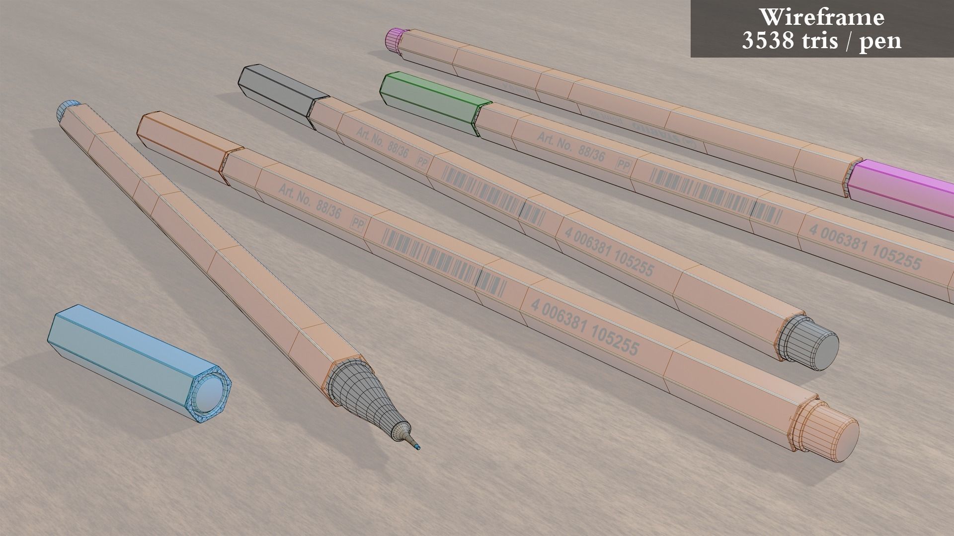 Stabilo Color Pen 3D Model free 3D model | CGTrader