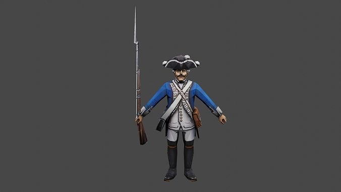 3D model Prussia musketeer 18th VR / AR / low-poly | CGTrader
