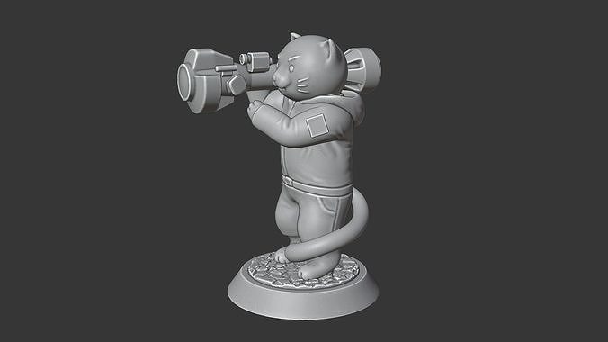 Ukrainian War Cat with NLAW Rocket Launcher ZSU 3D model 3D printable ...