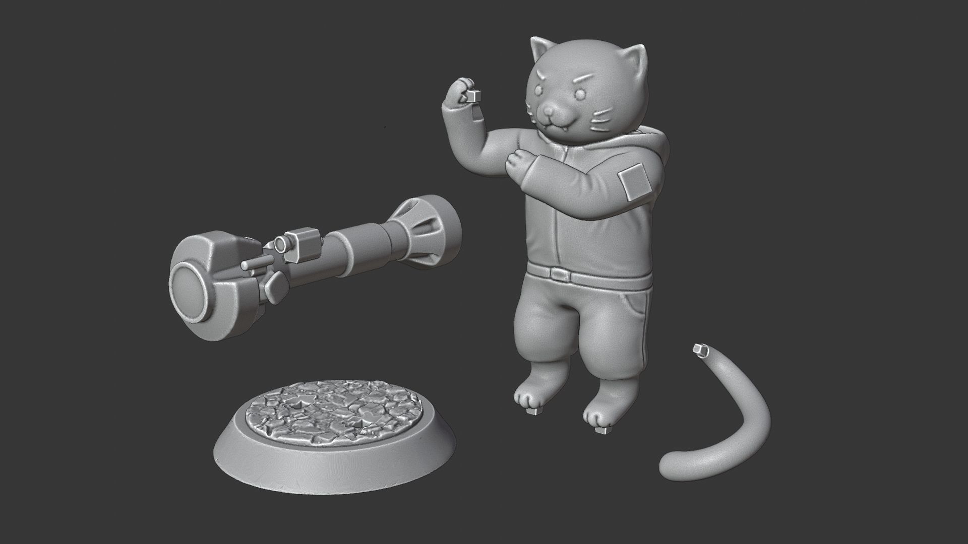 Ukrainian War Cat with NLAW Rocket Launcher ZSU 3D model 3D printable ...
