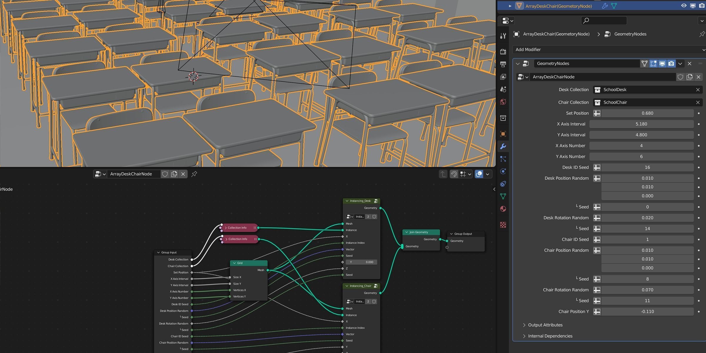 Japanese School Desk and Chair with Blender Demo scene 3D model | CGTrader