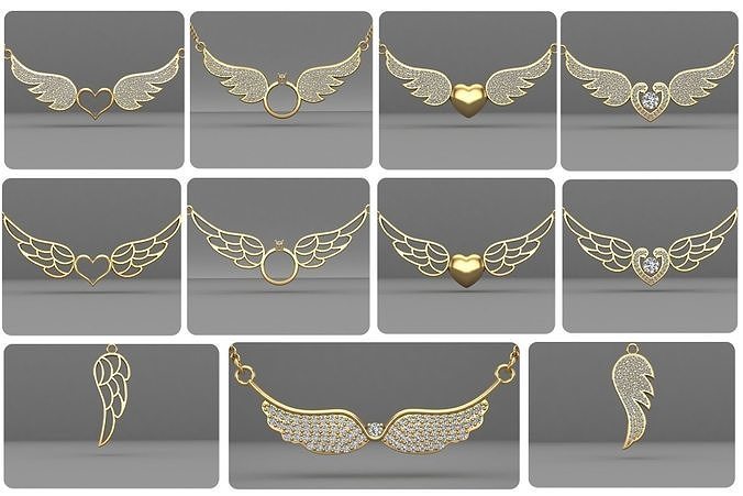 Wings set jewelry collection | CGTrader