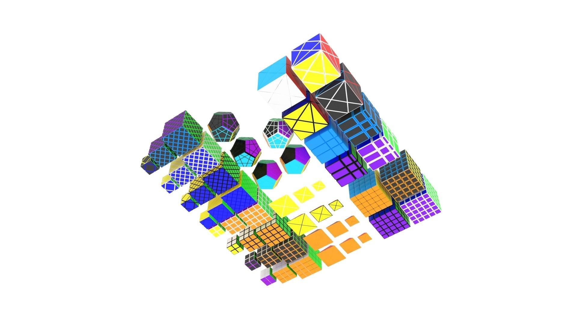 Rubiks Cube Set 3D model | CGTrader