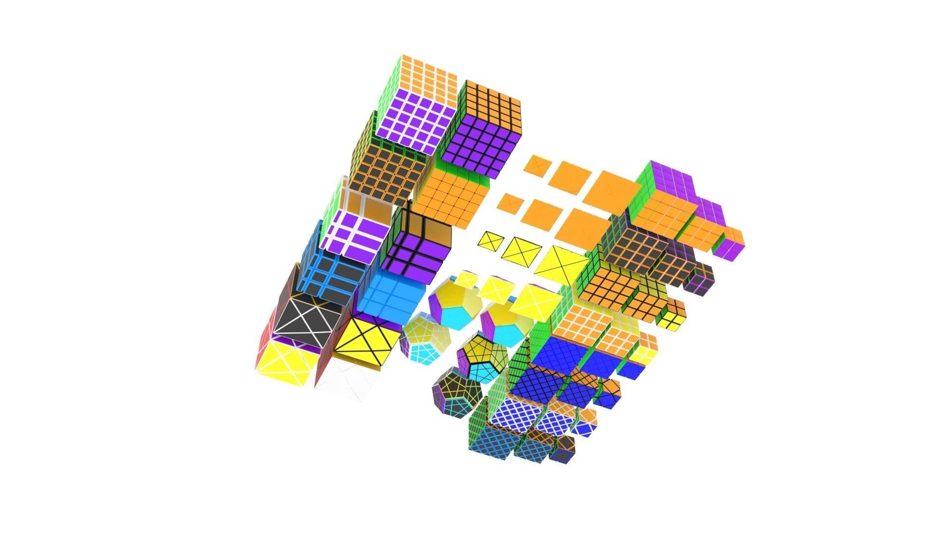 Rubiks Cube Set 3D model | CGTrader