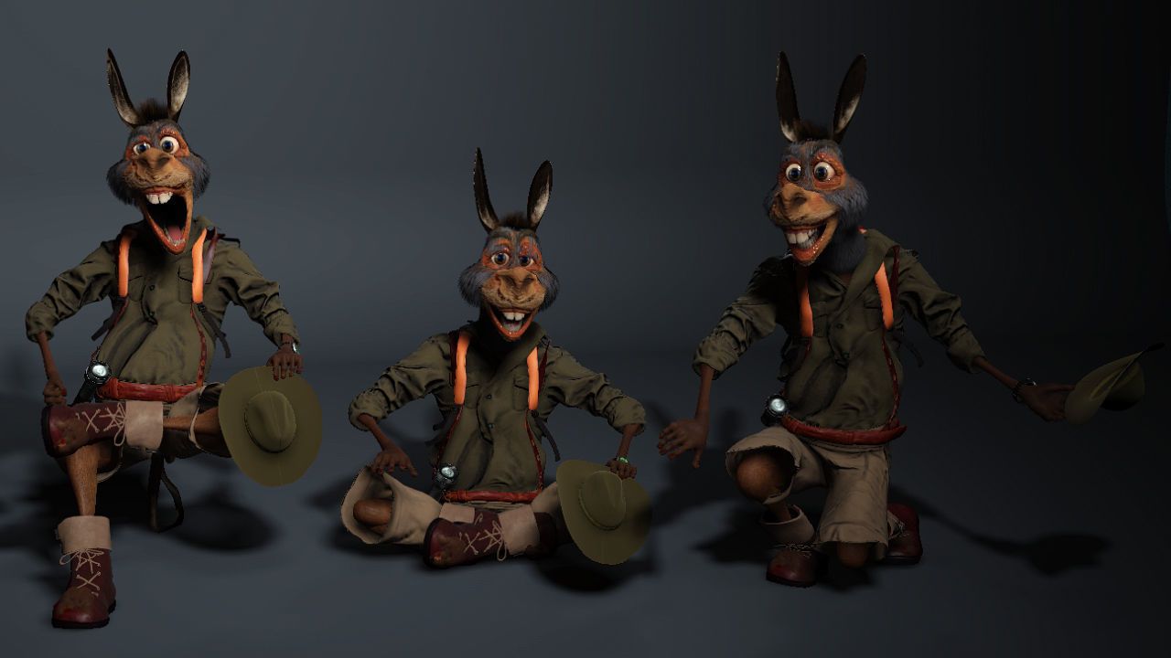 Donkey High quality character full Rigged and Animated 3D model ...