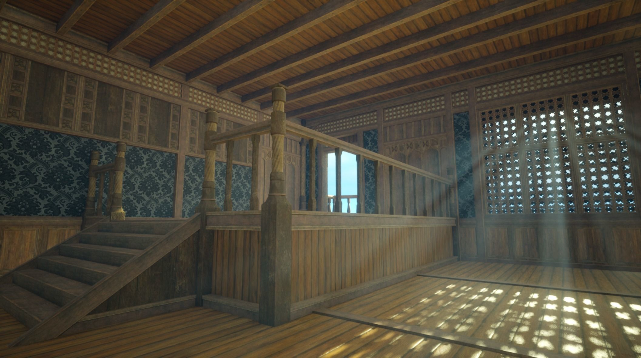 3D model Medieval House library- interior and exterior design VR / AR ...