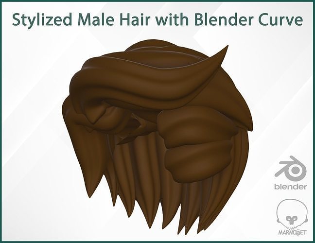 3D model Stylize Male Hair with Blender curve VR / AR / low-poly | CGTrader