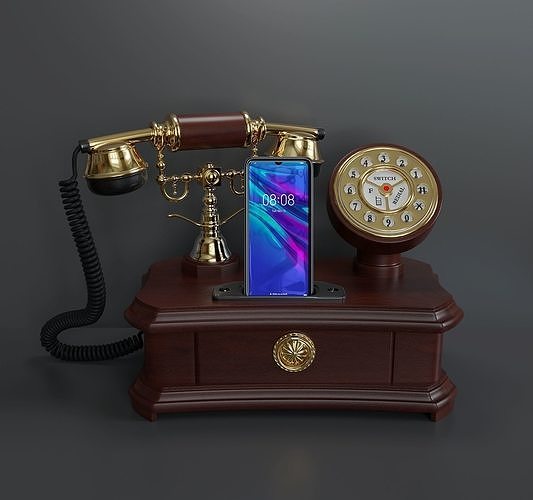 Analog phone with cell stand 3D model | CGTrader