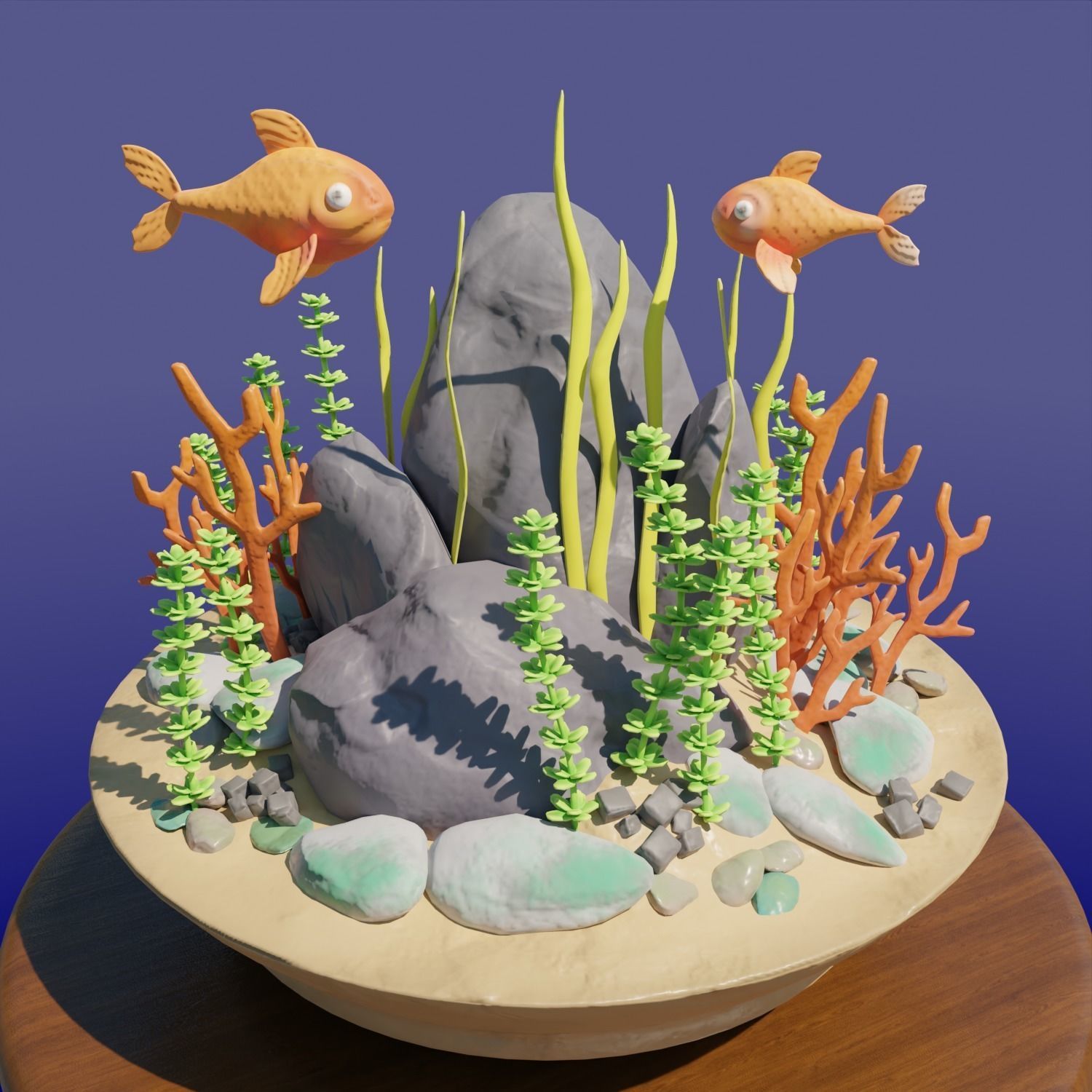 3D model Aquarium with fish lOW POLY GAME ready VR / AR / low-poly ...