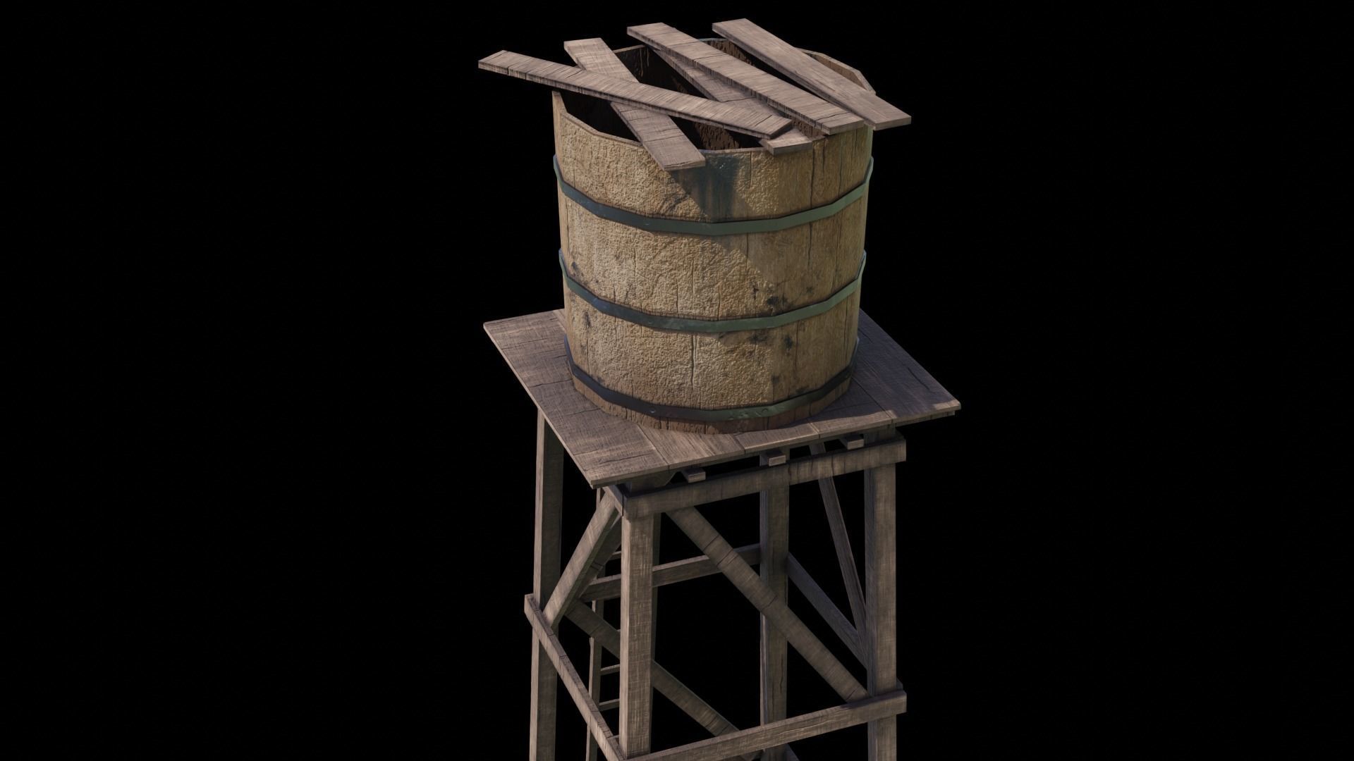 Wooden water tower free VR / AR / low-poly 3D model | CGTrader