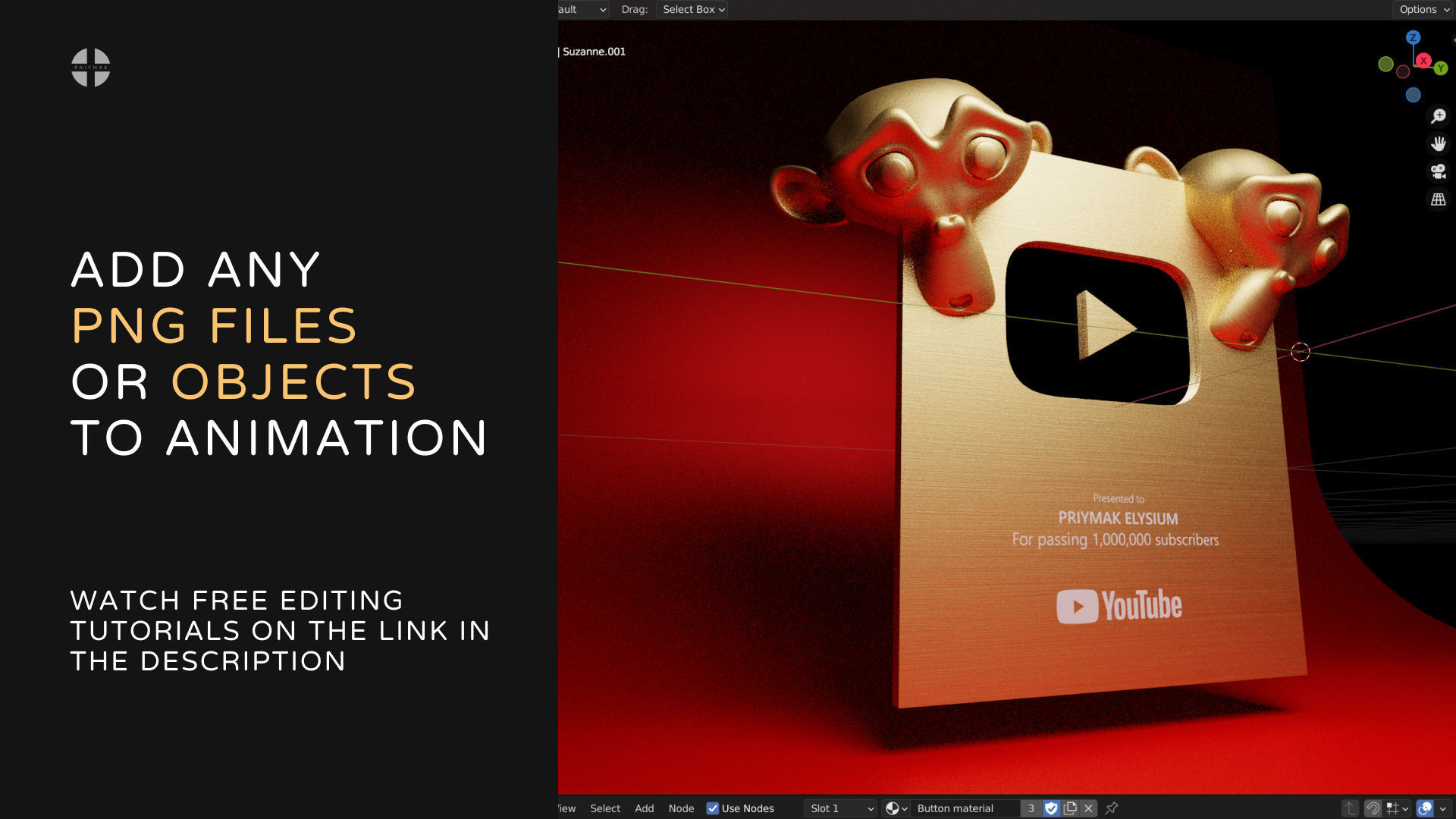 3D YouTube button animation template for Blender 3D model animated ...