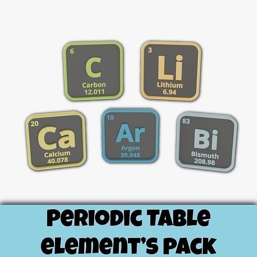Periodic Table Elements Pack Individual 3D model | CGTrader