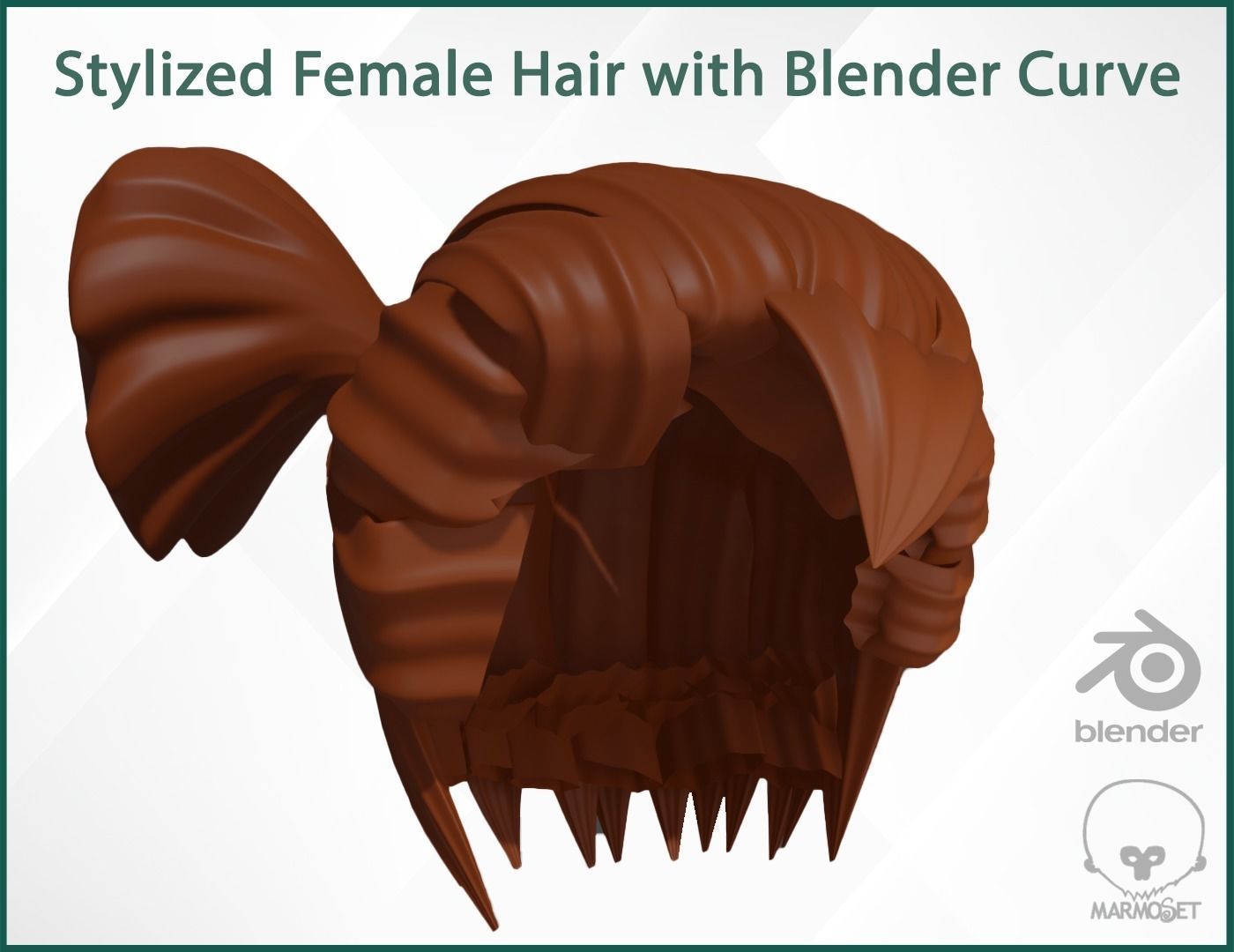 3D model Stylize Female Hair with Blender curve VR / AR / low-poly ...