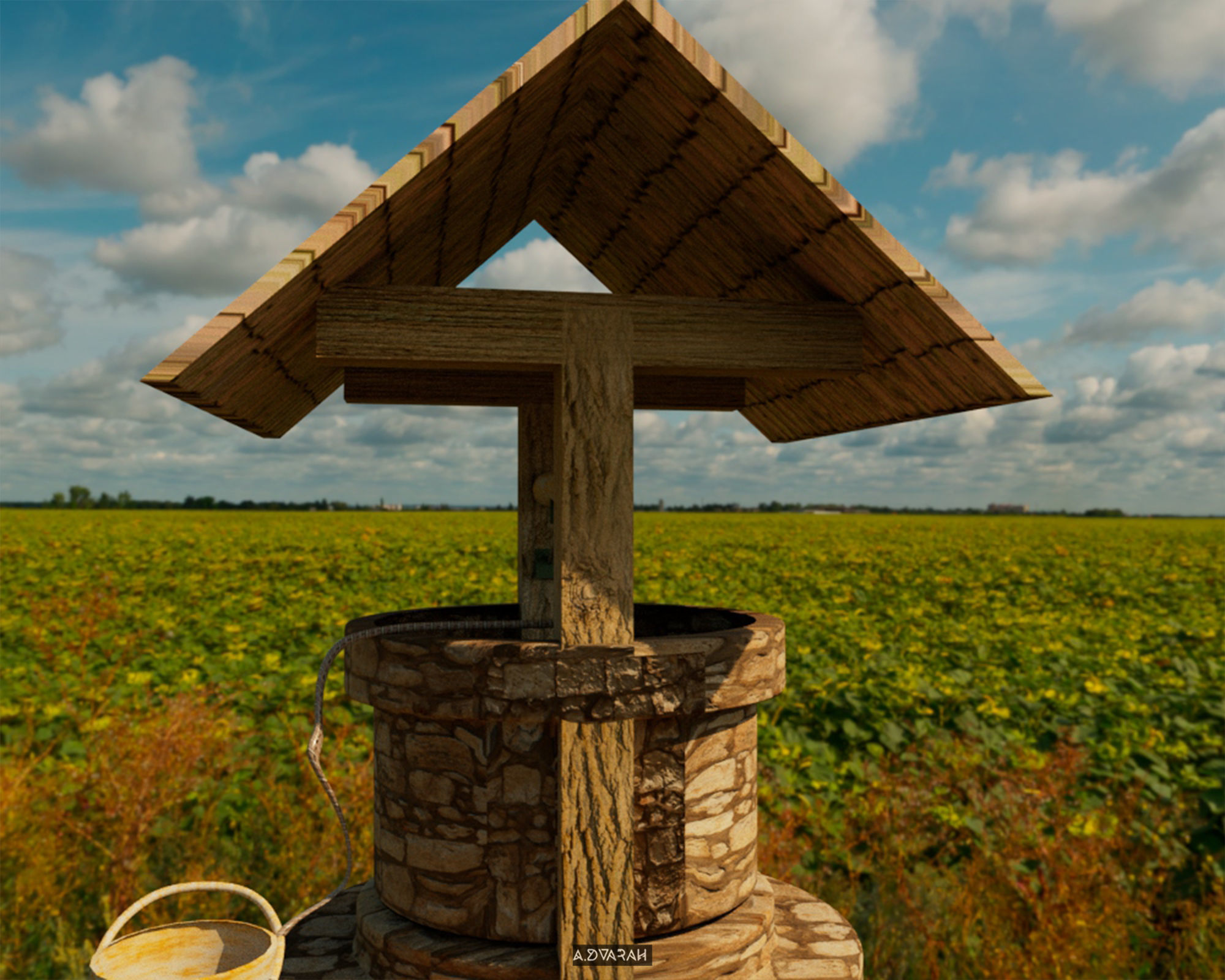 3D model Medieval Well Vintage Well Low-poly 3D Model VR / AR / low ...