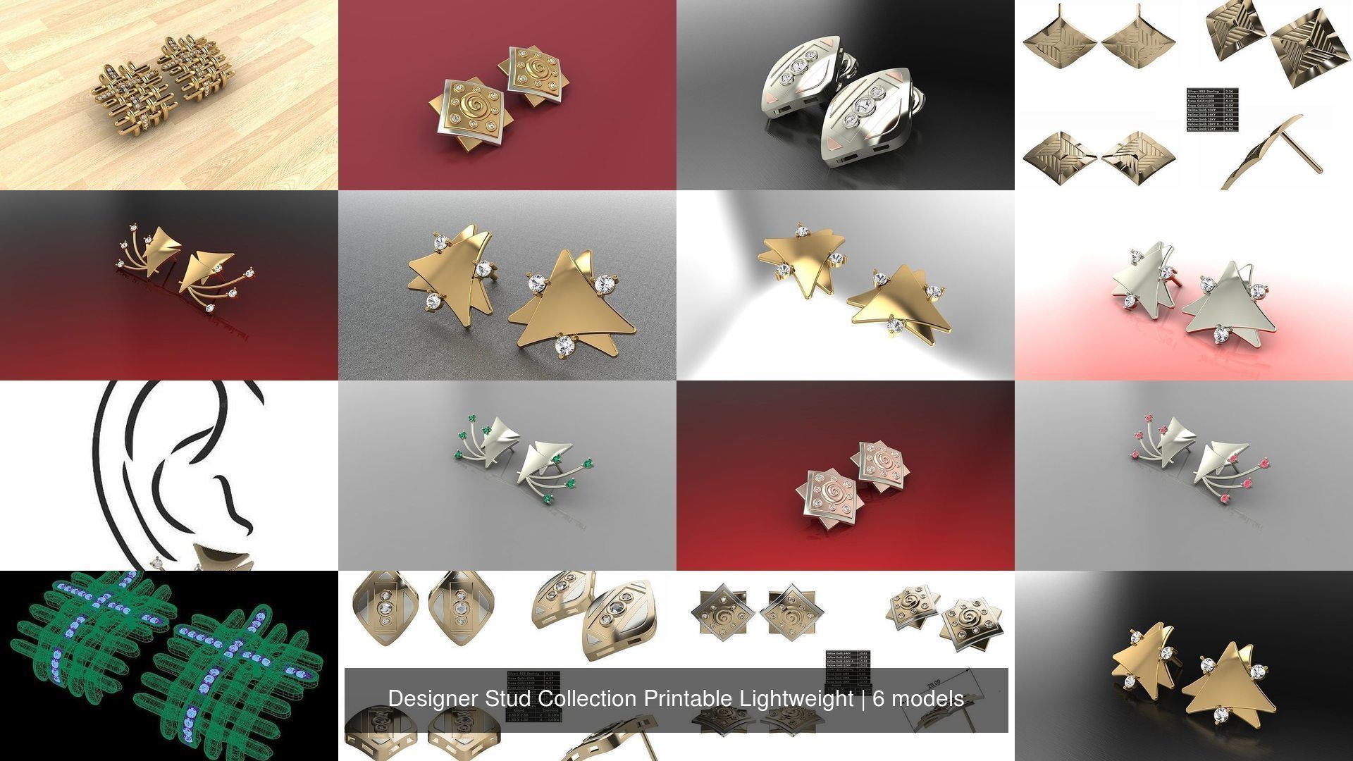 Designer Stud Collection Printable Lightweight | CGTrader