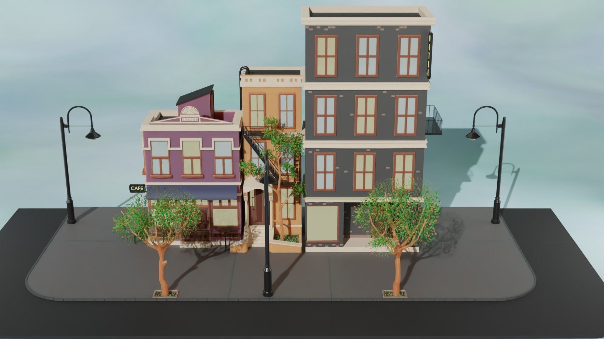 Cartoon city house 3D model free VR / AR / low-poly 3D model | CGTrader