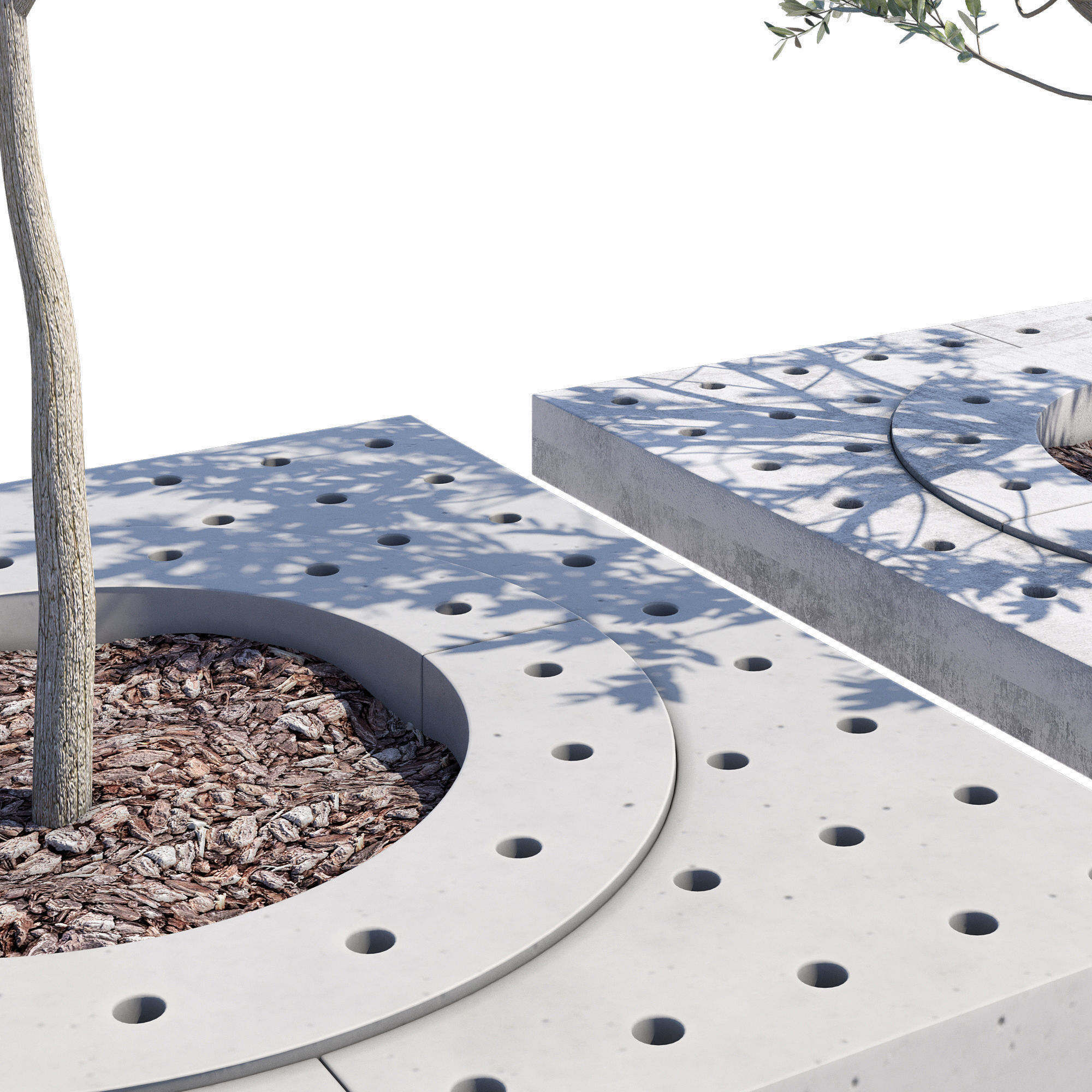 Surrounds two trees in concrete planter 3D model | CGTrader