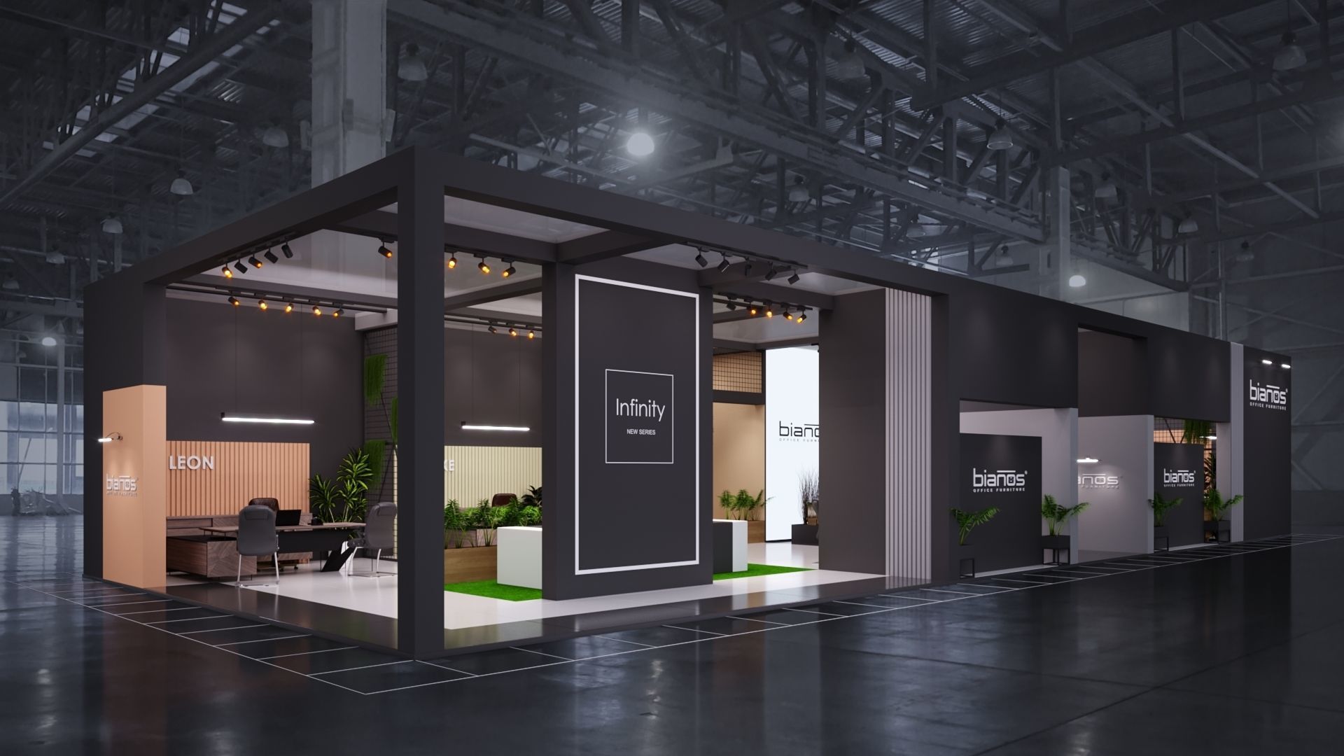 10x25 Exhibiton Stand 3D Model 3 Sides Open Booth 3D model | CGTrader