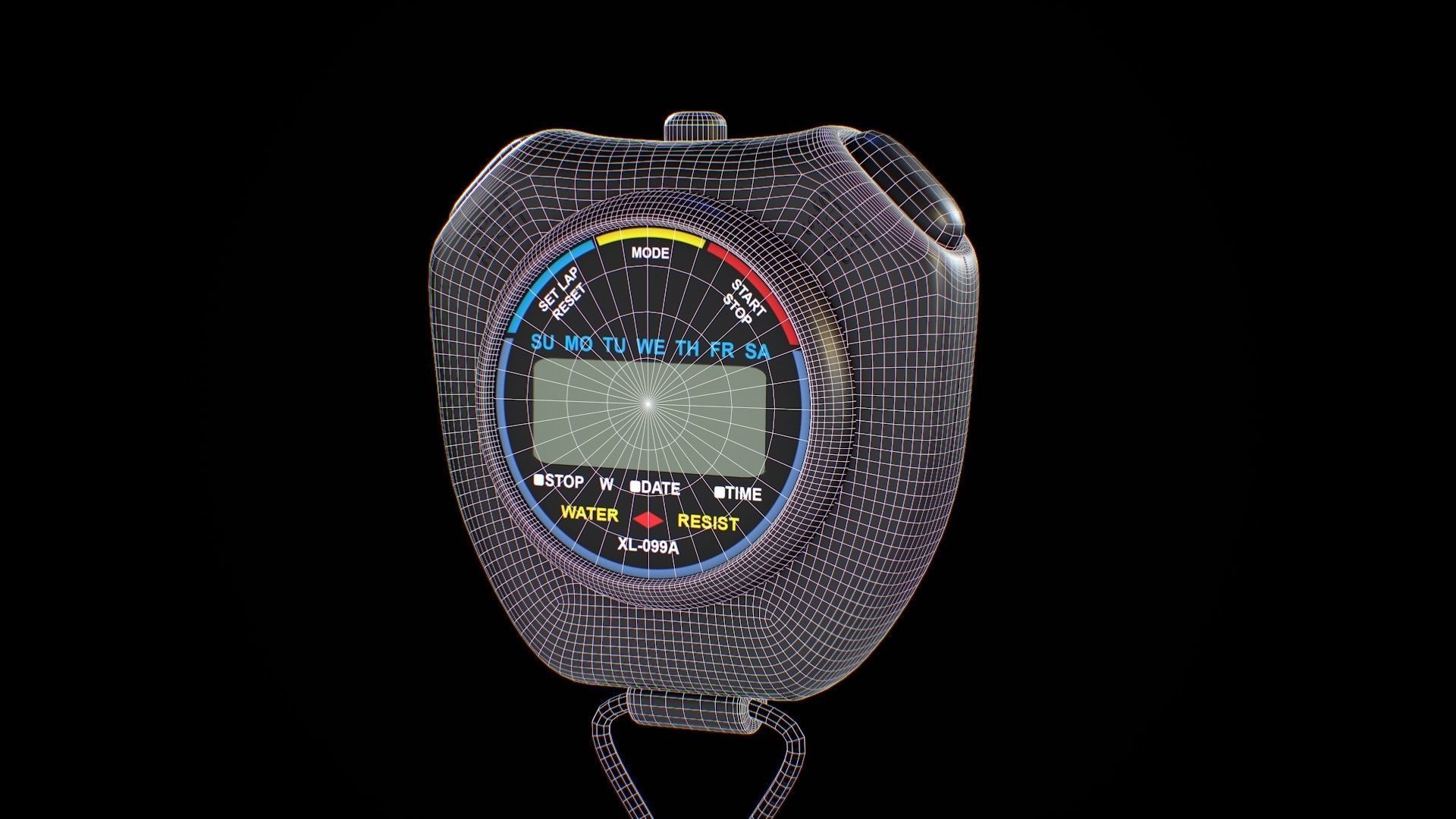 3D model Stopwatch digital thermometer with cord VR / AR / low-poly ...