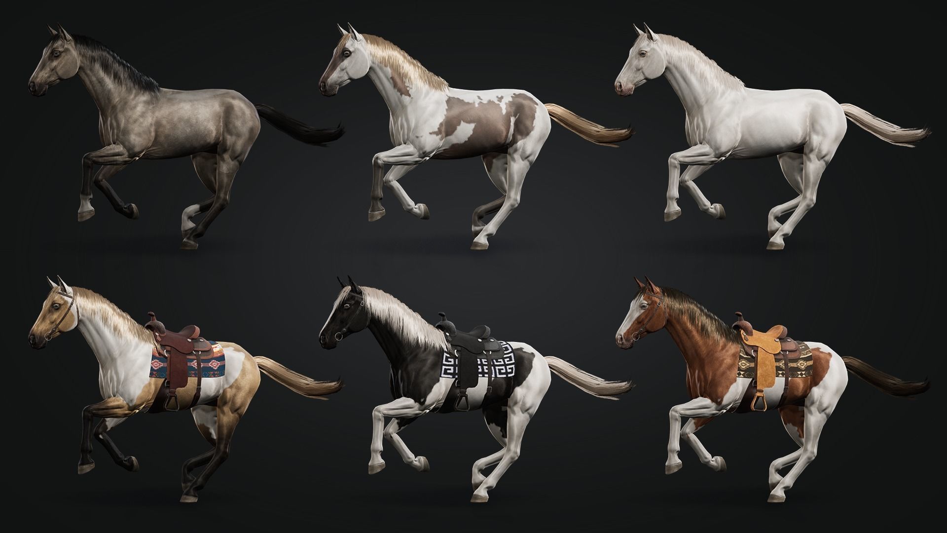 3D model Horse Herd - Low poly animated game-ready Horse and control ...