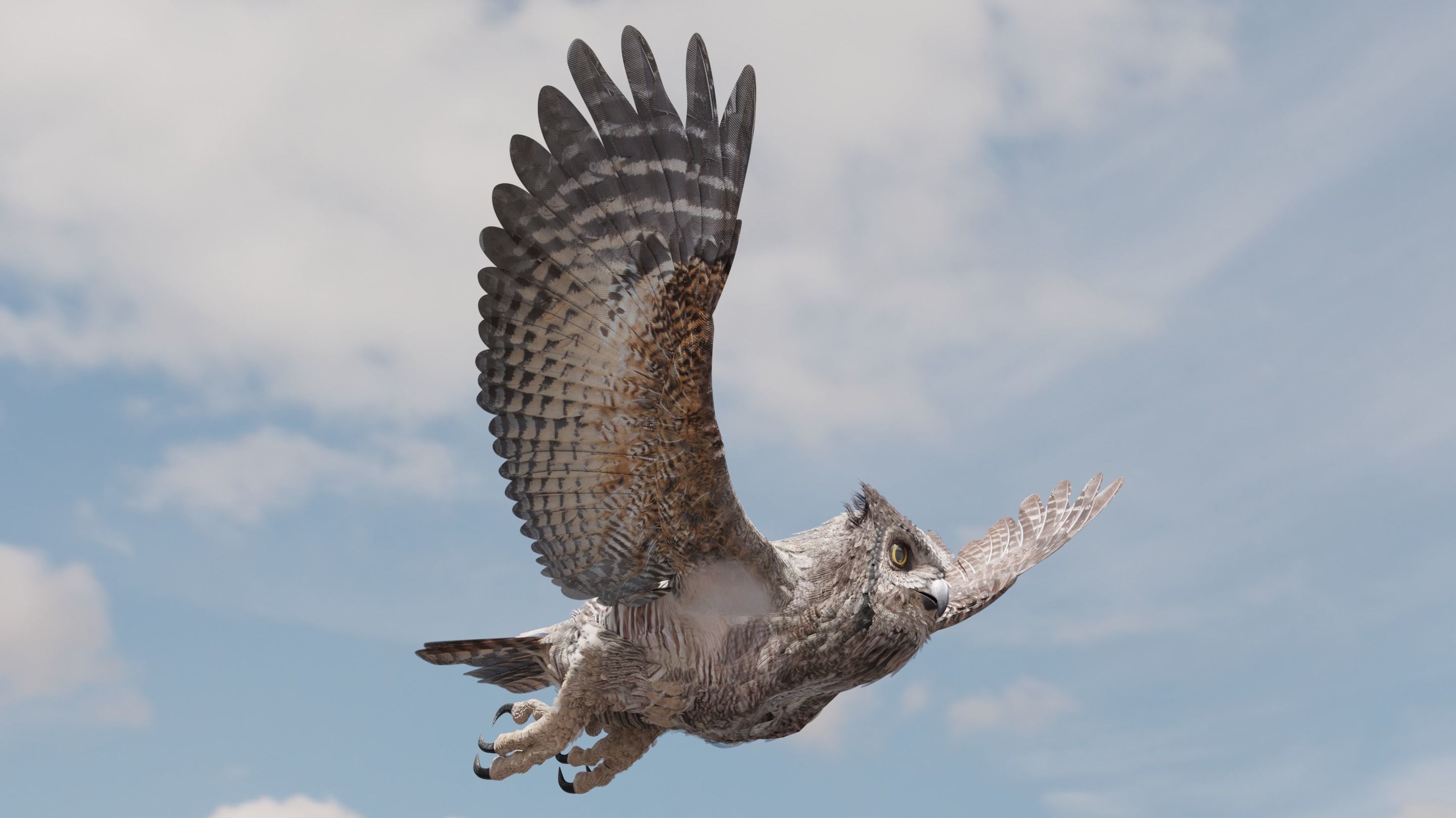 3D model Great Horned Owl - Blender VR / AR / low-poly | CGTrader