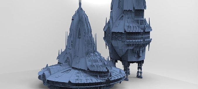 Sci-Fi Shuttle launcher moon base city Towers 3 Designs 3D model | CGTrader