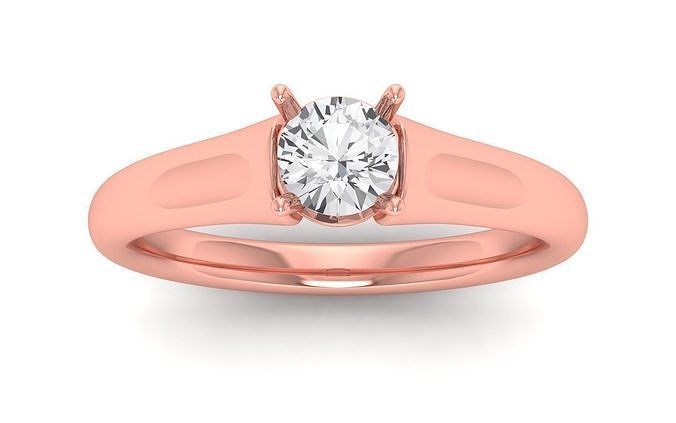 Women Engagement Round Stone Ring 3dm STL OBJ Renders Details 3D model ...