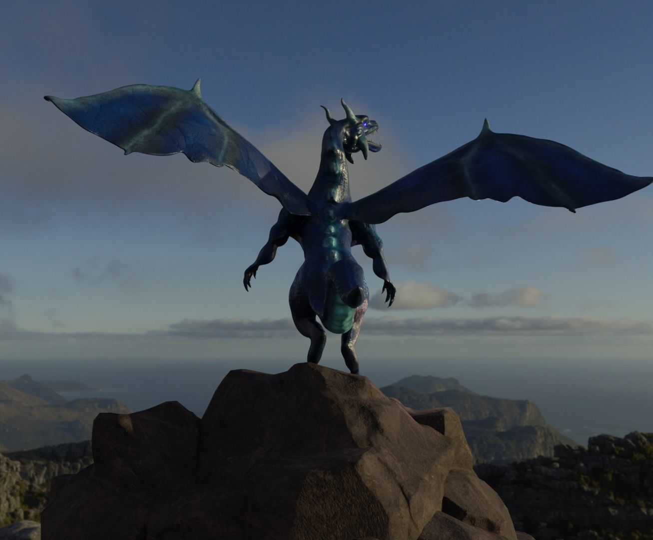 3D model Blue Dragon Low Poly Game Ready VR / AR / low-poly | CGTrader