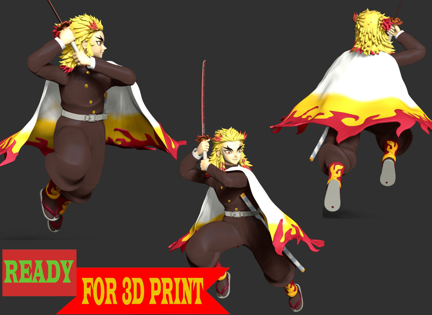 Kyojuro Rengoku - Demon Slayer 3D model 3D printable | CGTrader