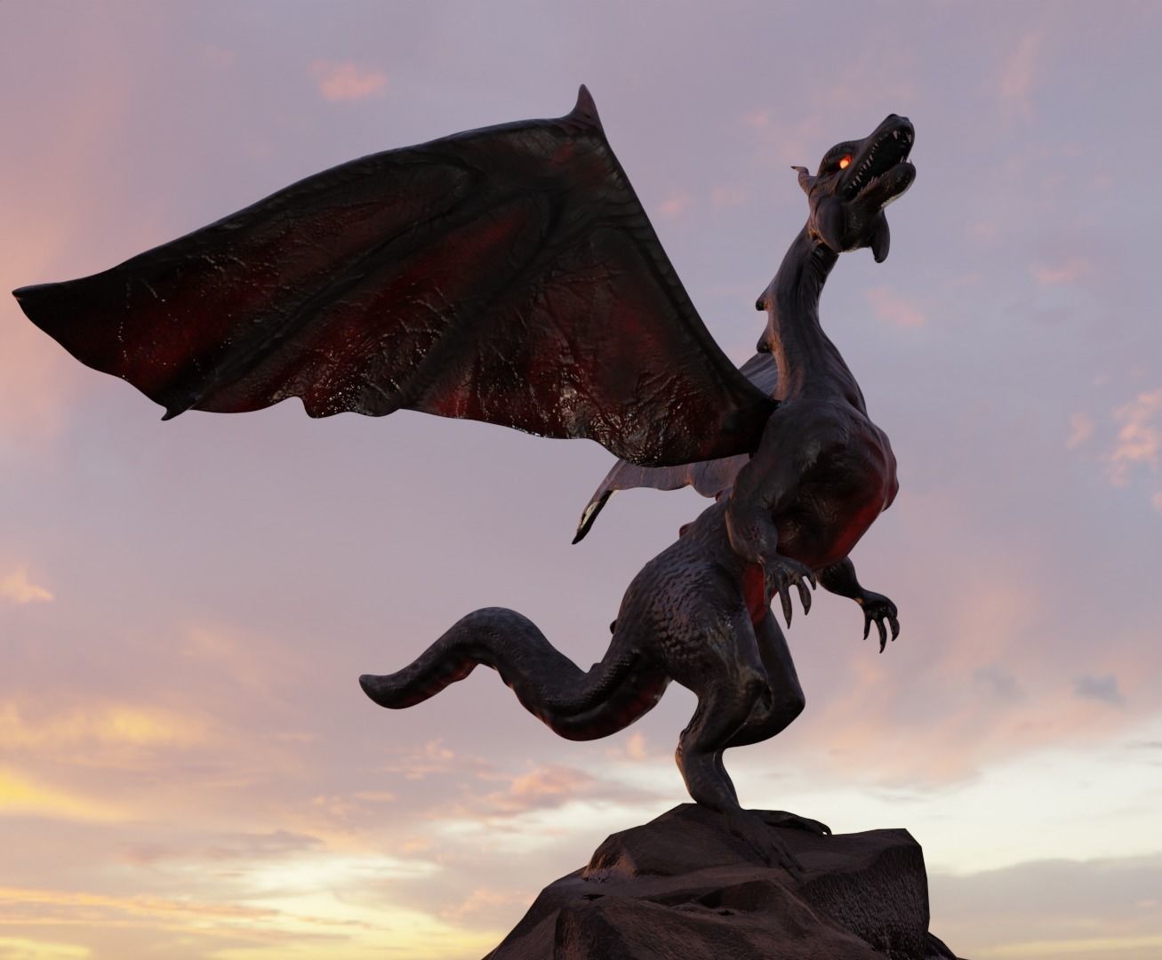 3D model Black Red DRAGON lowpoly GAME READY VR / AR / low-poly | CGTrader