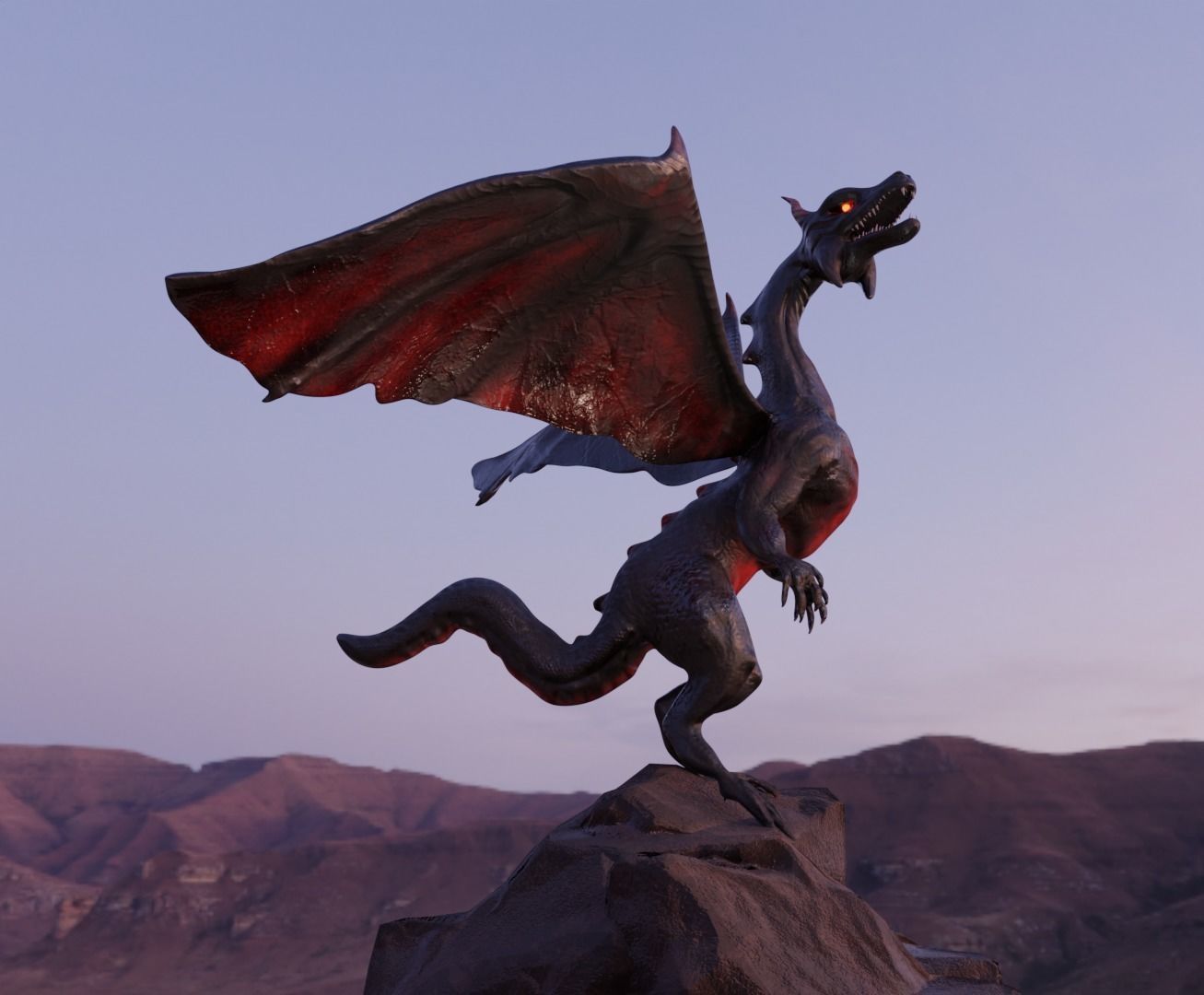 3D model Black Red DRAGON lowpoly GAME READY VR / AR / low-poly | CGTrader