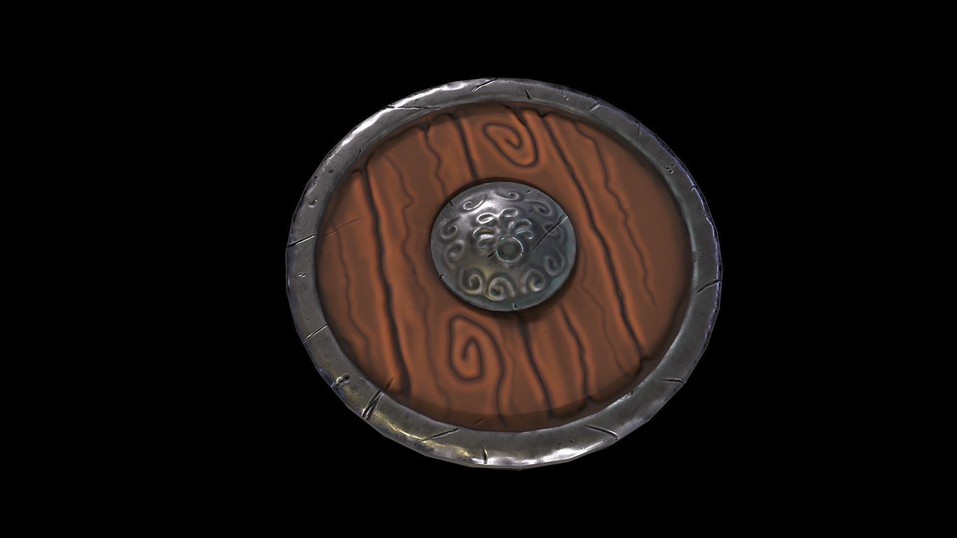 3D model Round wooden shield stylized cartoon PBR game asset VR / AR ...