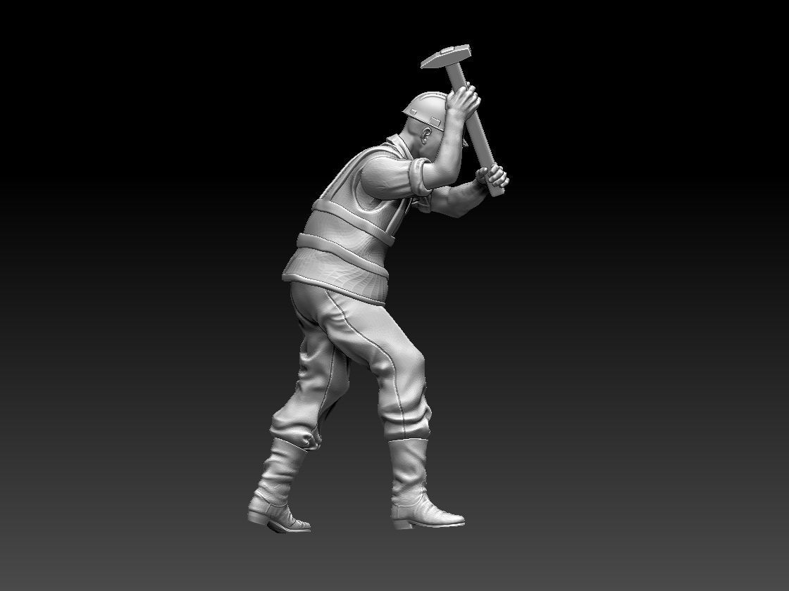 builder figure holding hammer 3D model 3D printable | CGTrader
