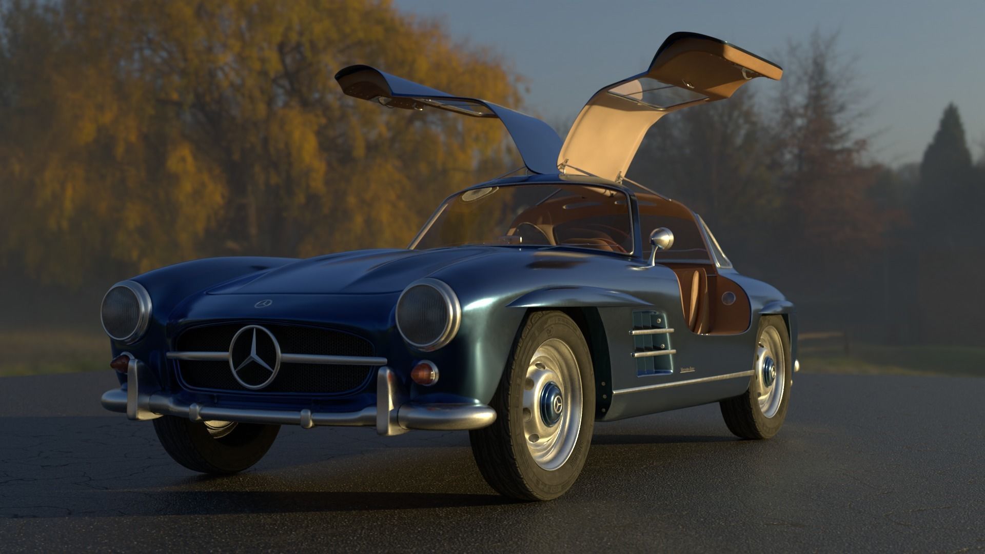 Mercedes benz 300 SL free 3D model animated rigged | CGTrader