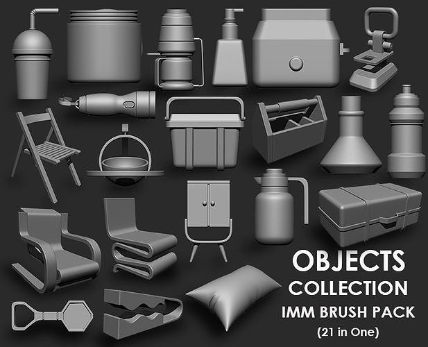 Objects Collection IMM Brush Pack 21 in One 3D model | CGTrader