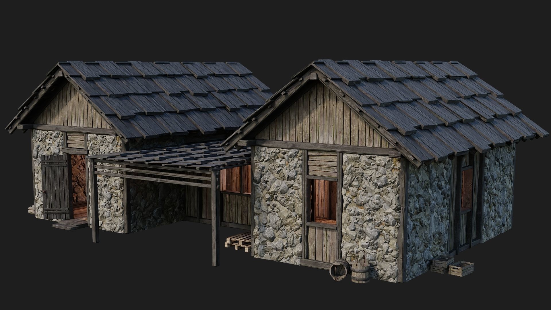 3D model 4 Old Medieval Building Pack 4K Textures GameReady 125 to 128 ...