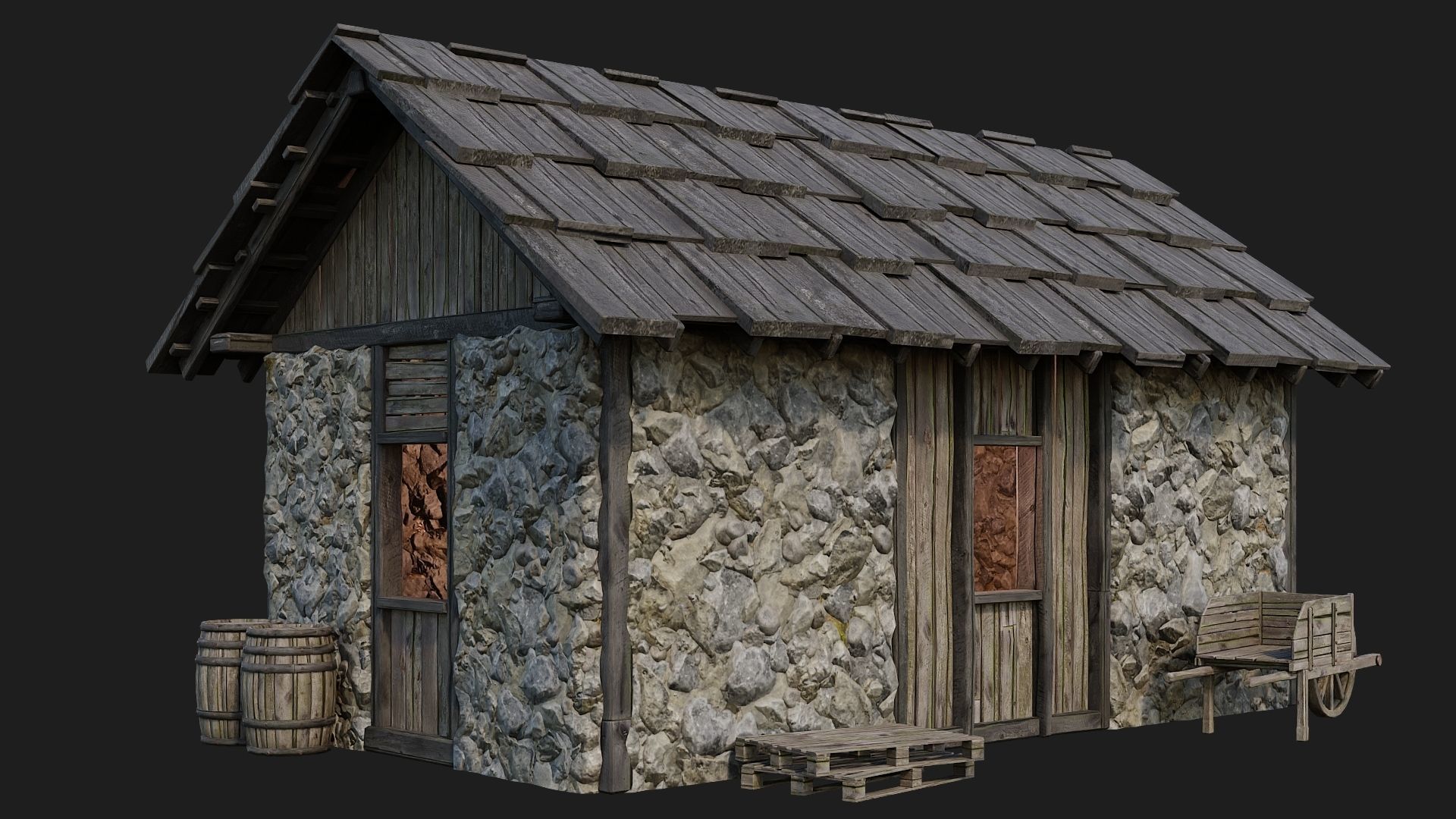 3D model 4 Old Medieval Building Pack 4K Textures GameReady 125 to 128 ...
