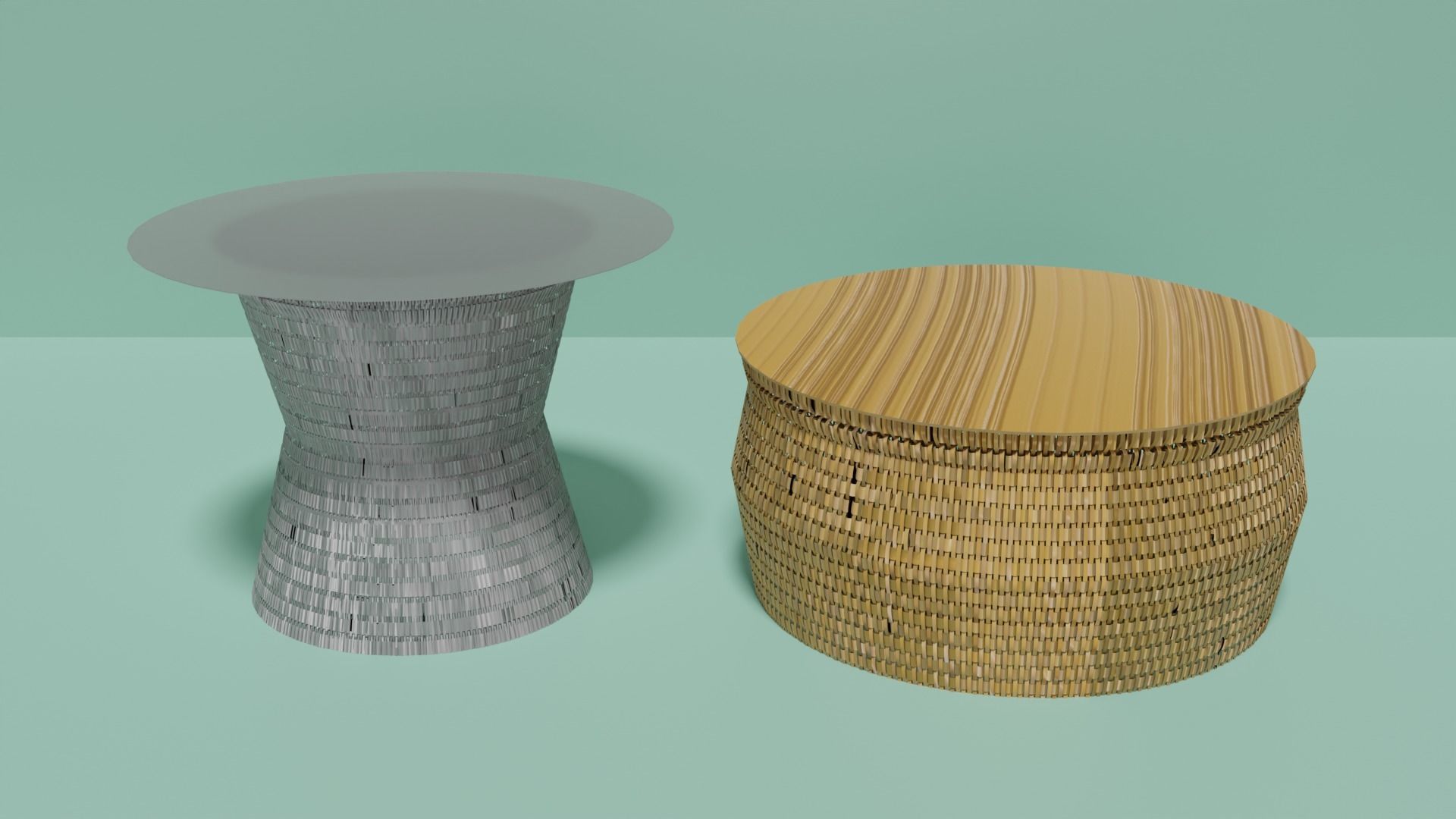 Wicker Tables Set 3D model | CGTrader