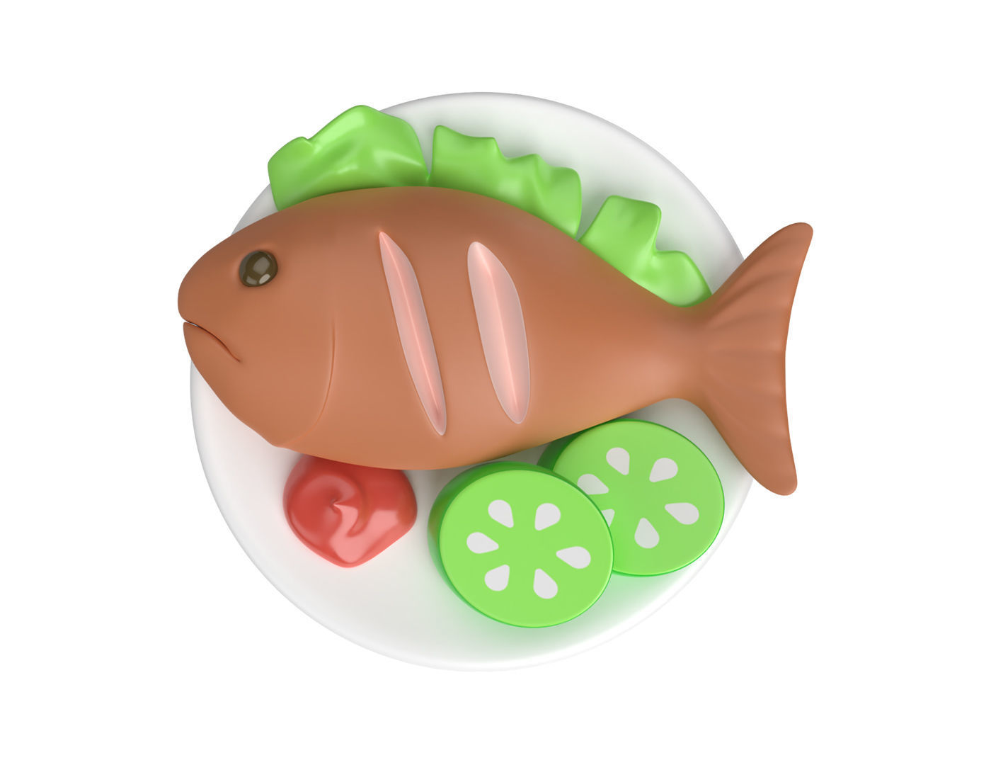 3D model Cartoon Cooked Fish VR / AR / low-poly | CGTrader
